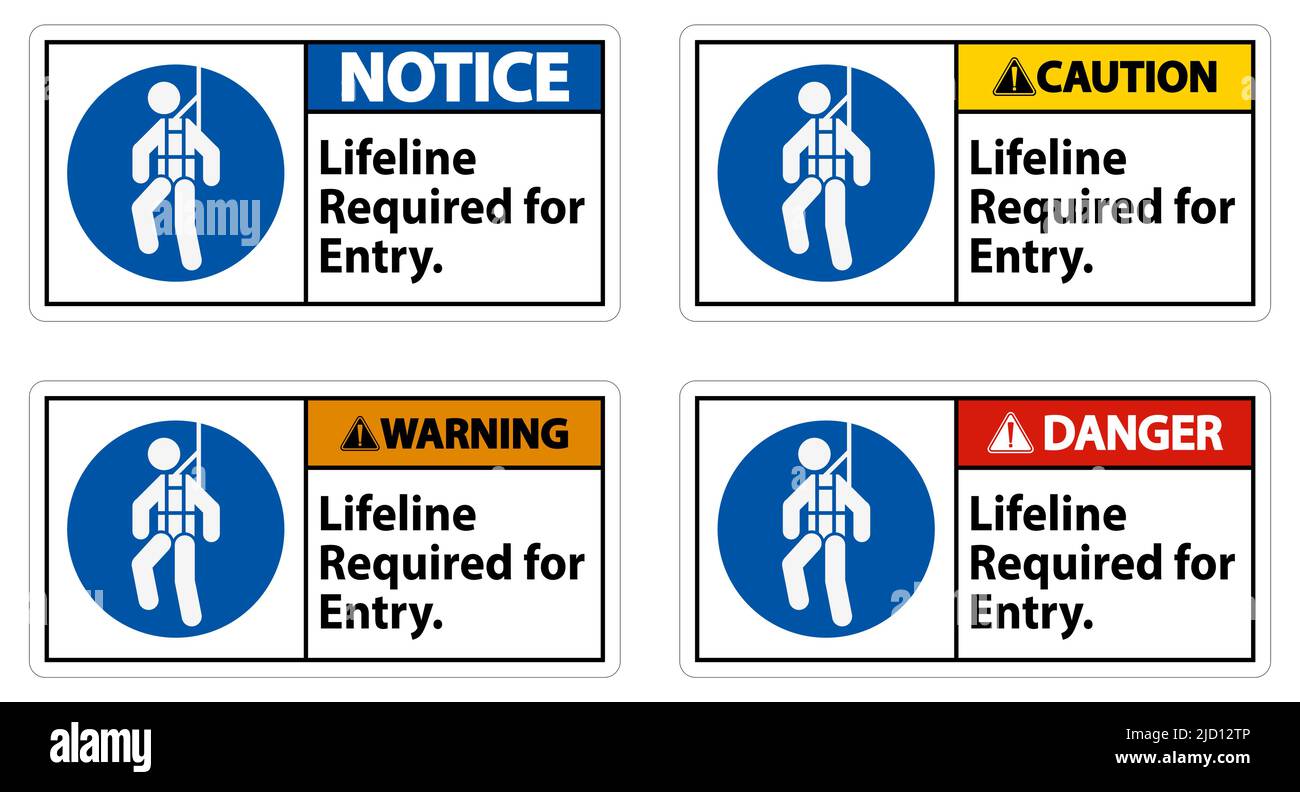 Warning Confined Space Sign Lifeline Required For Entry Stock Vector ...