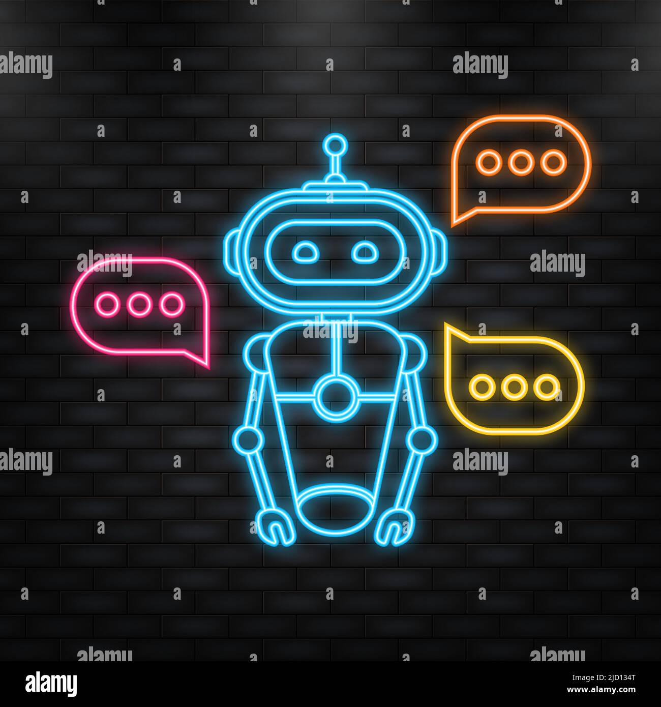 Neon Icon. Chatbot icon concept, chat bot or chatterbot. Robot Virtual ...