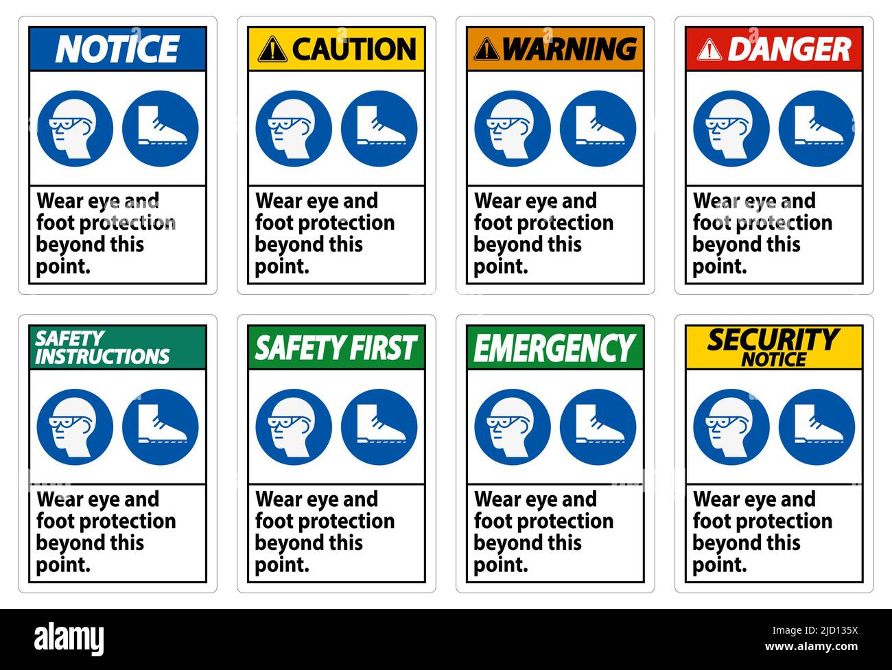 Wear Eye And Foot Protection Beyond This Point With PPE Symbols Stock ...