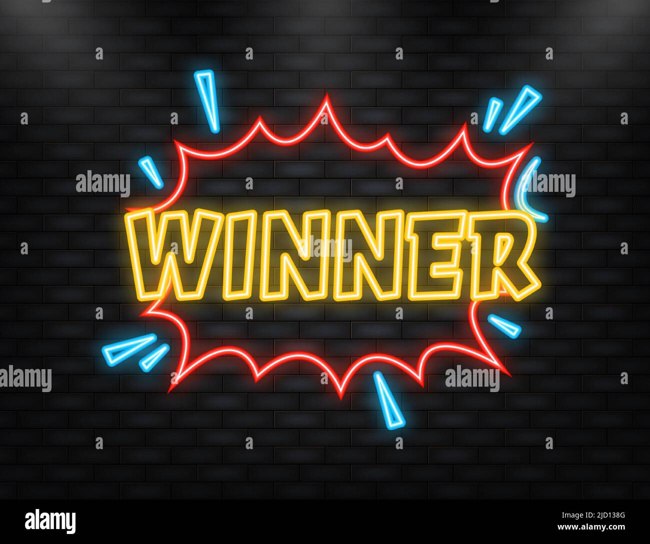 Neon Icon. Neon retro winner for banner design. Win prize. Pop style ...