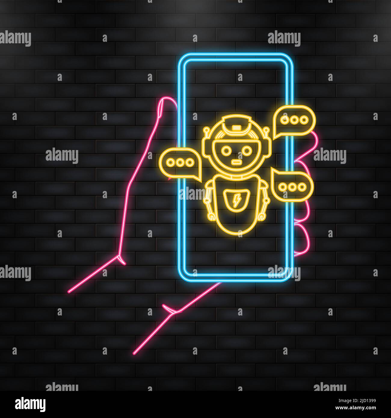 Neon blue phone icon chat hi-res stock photography and images - Alamy