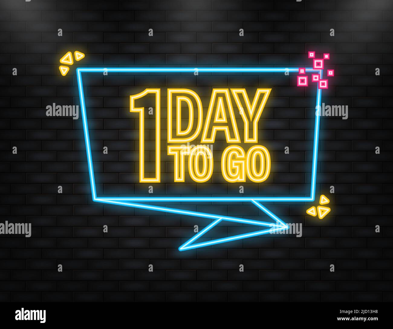 Neon Icon. 1 Day to go poster in flat style. Vector illustration for ...