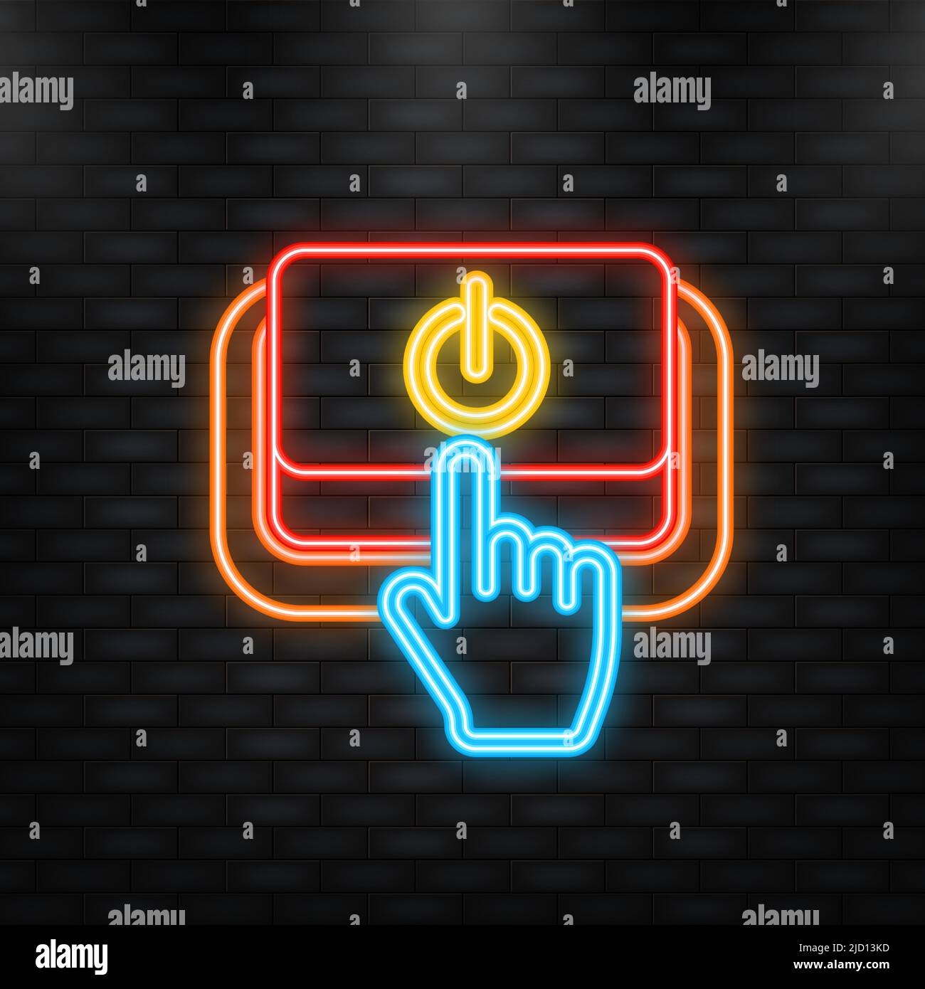 Neon Icon. Power button in flat style on white background. Vector web ...