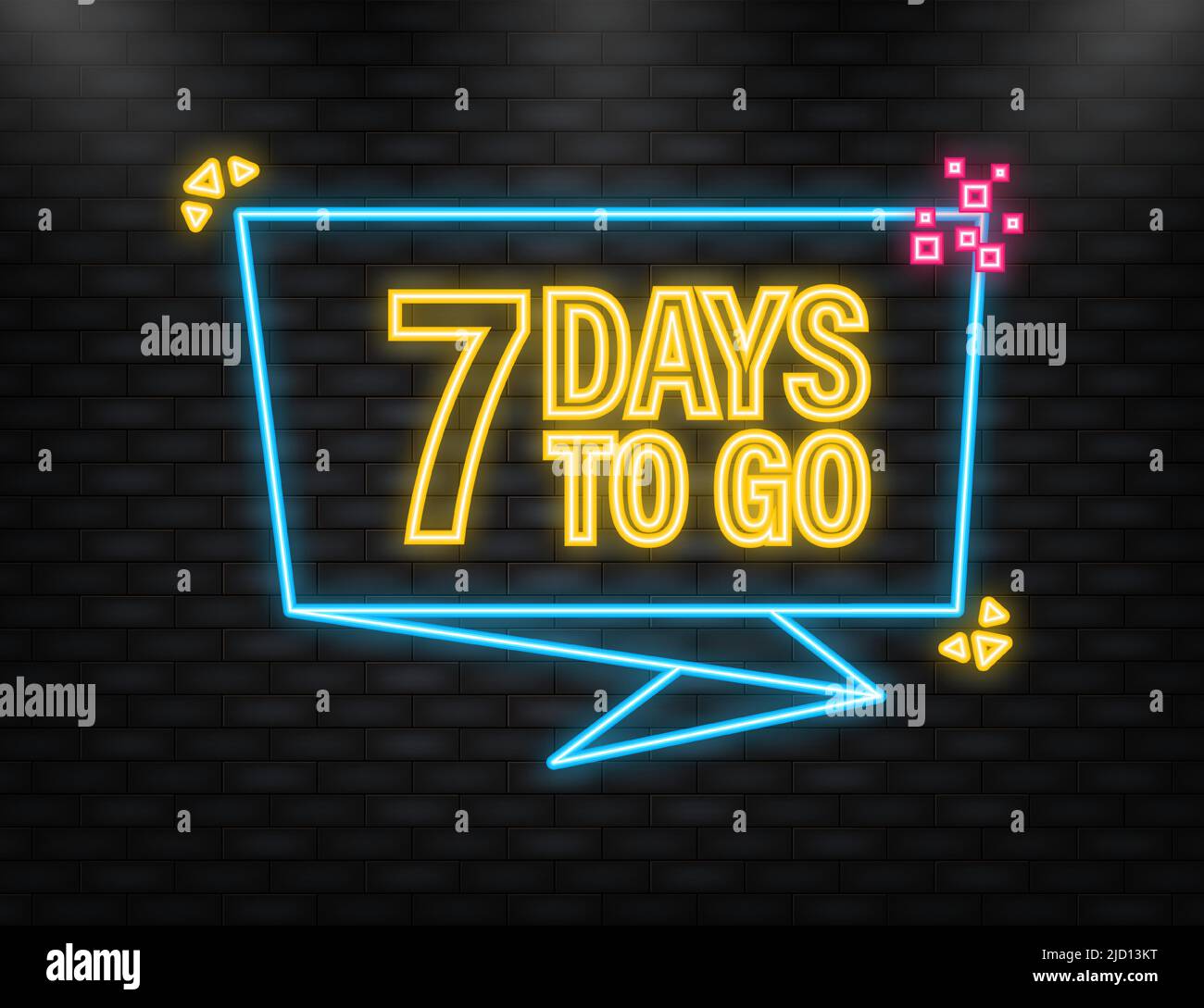 Neon Icon. 7 Days to go poster in flat style. Vector illustration for ...