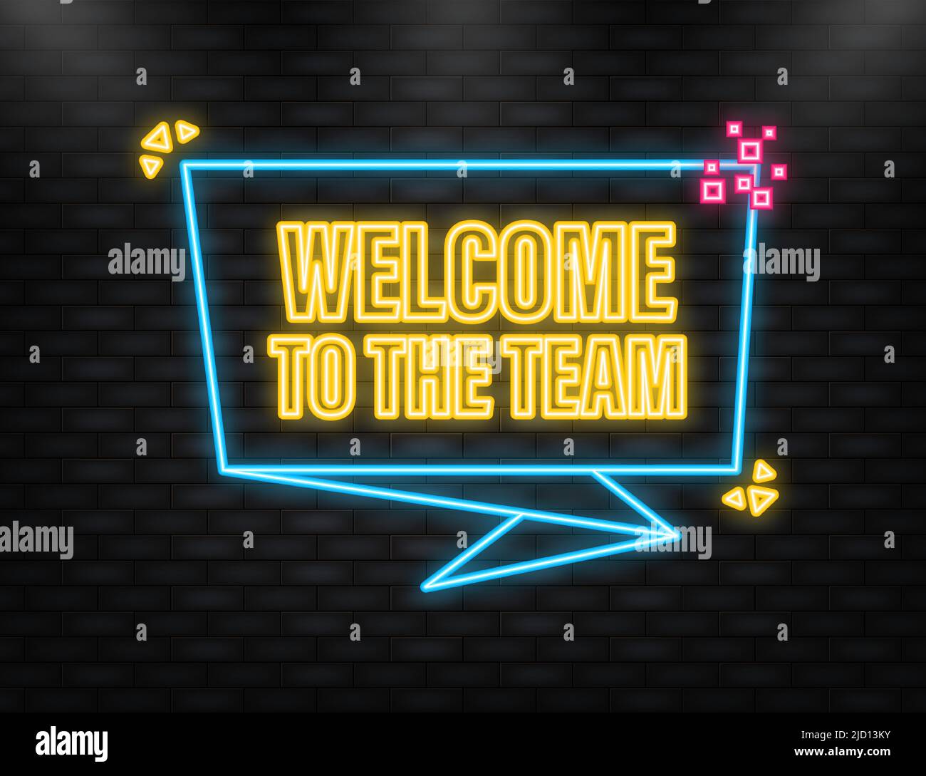 Neon Icon. Welcome to the team megaphone blue banner in 3D style on white background. Vector ...