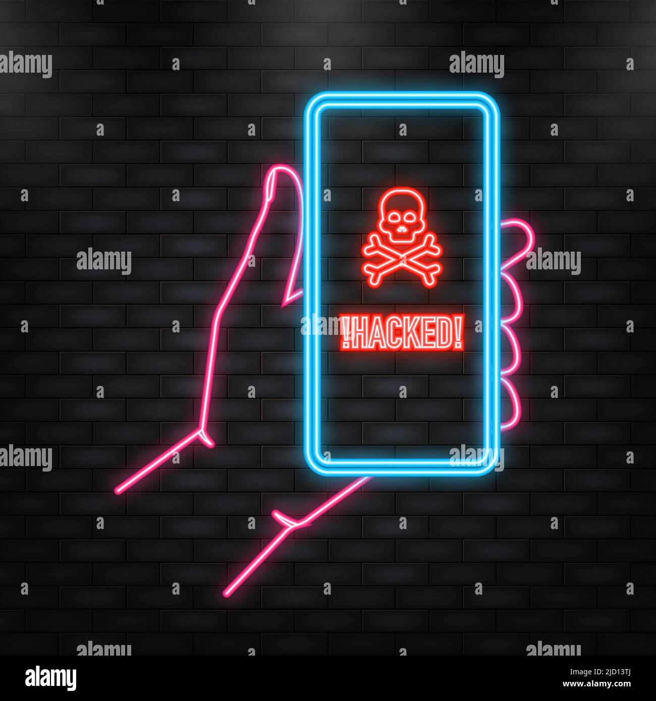 Neon Icon. Hacked, great design for any purposes. Internet technology ...