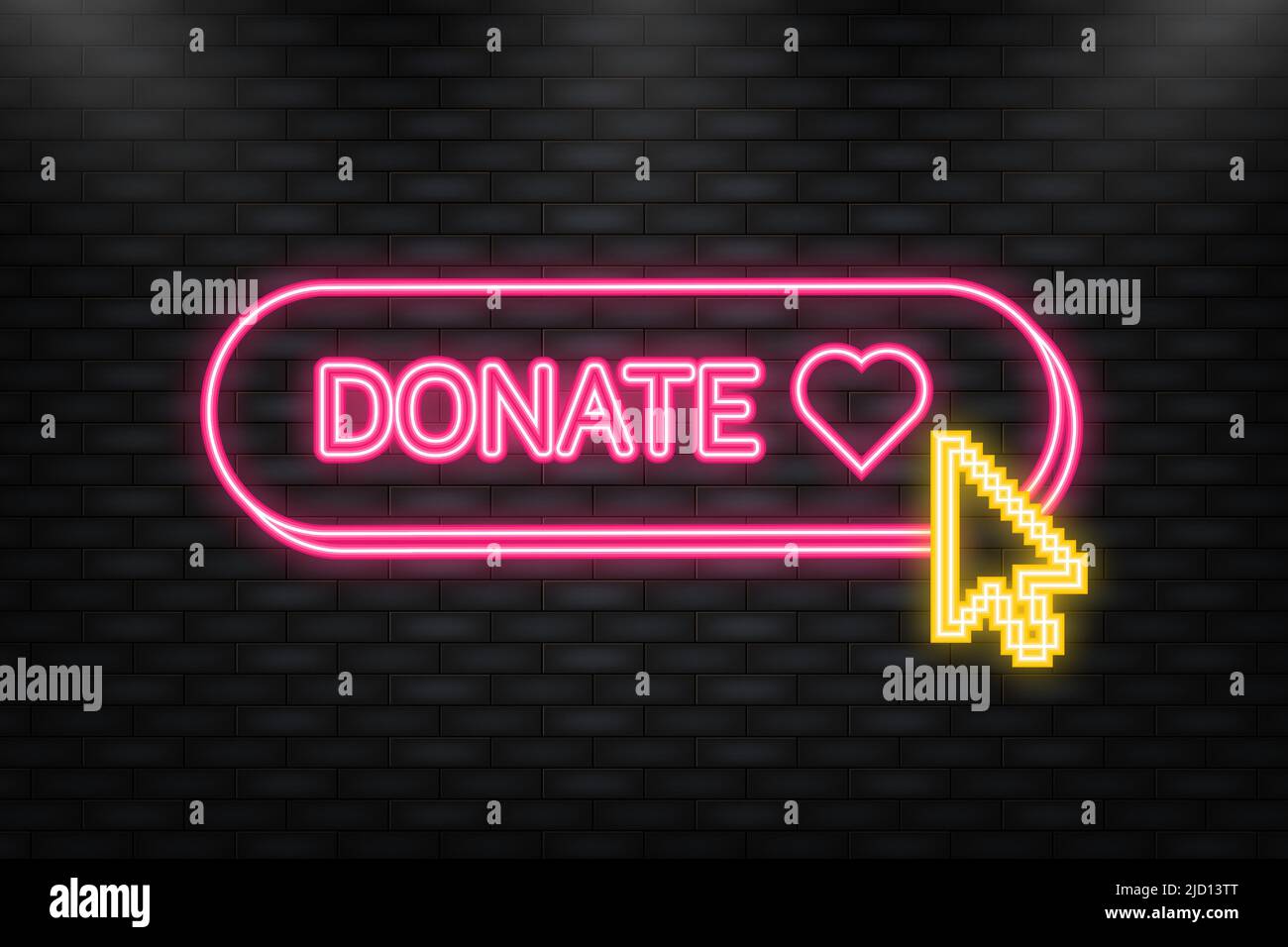 Neon Icon. Donate heart in flat style. Vector flat illustration Stock ...