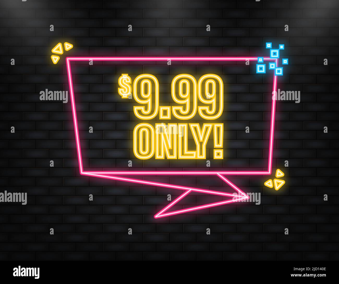 Neon Icon. Sale 9.99 Dollars Only Offer Badge Sticker Design in Flat ...