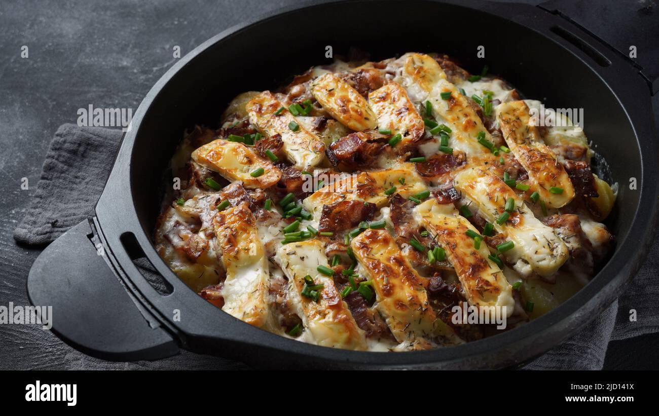 Tartiflette potatoes with bacon and cheese Stock Photo - Alamy