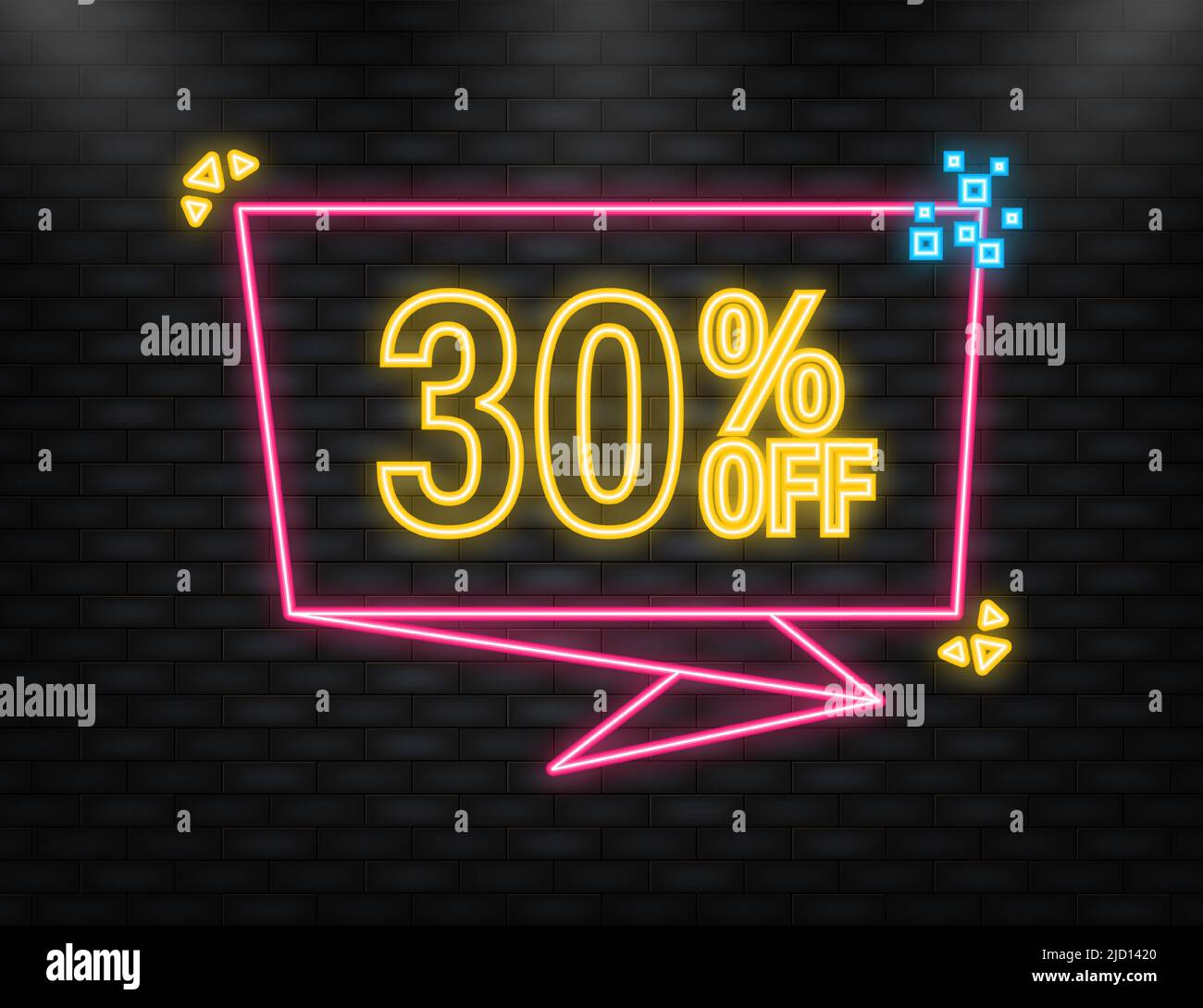 Neon Icon. Trendy flat advertising with 30 percent discount flat badge ...