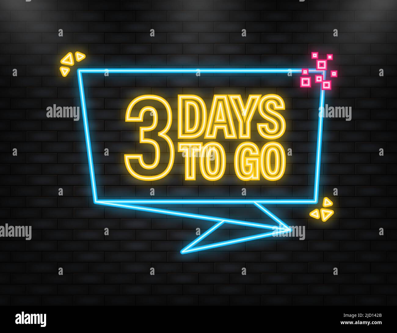 Neon Icon. 3 Days to go poster in flat style. Vector illustration for ...