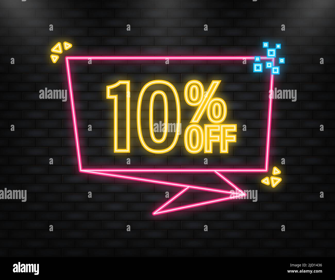 Neon Icon. Trendy flat advertising with 10 percent discount flat badge ...