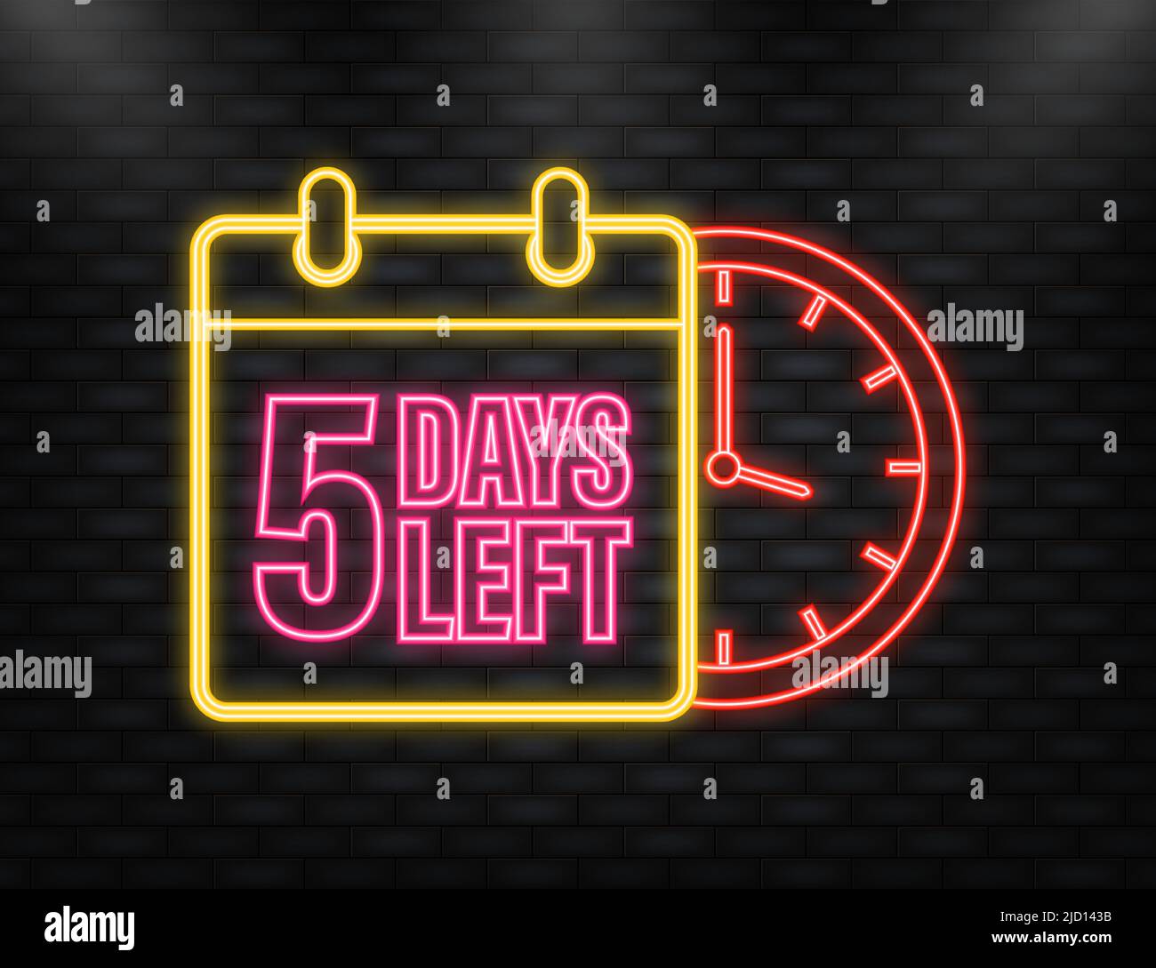Neon Icon. 5 Days left poster in flat style. Vector illustration for ...