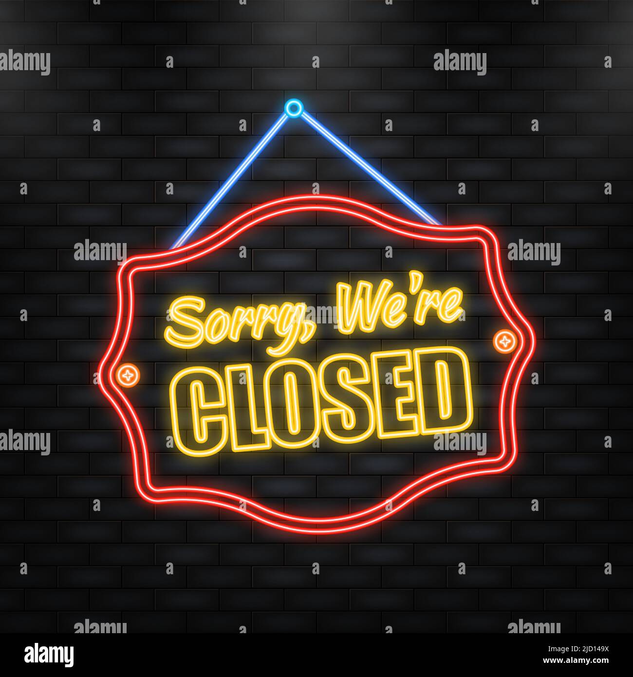 Neon Icon. Vector Closed Store Sign. Vector illustration Stock Vector ...