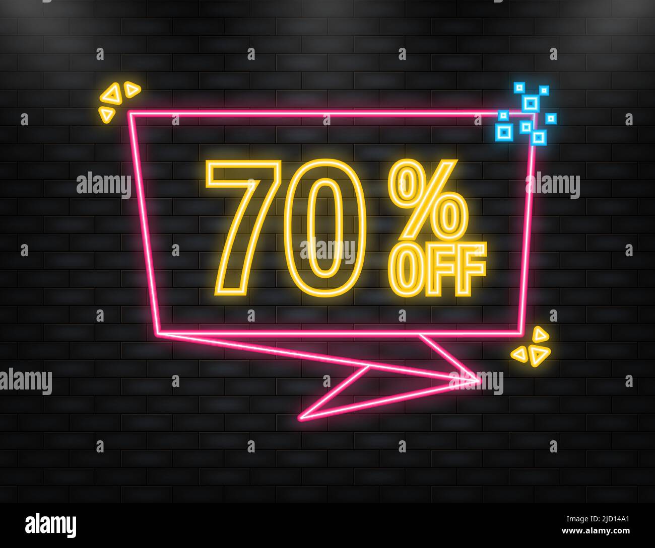 Neon Icon. Trendy flat advertising with 70 percent discount flat badge ...