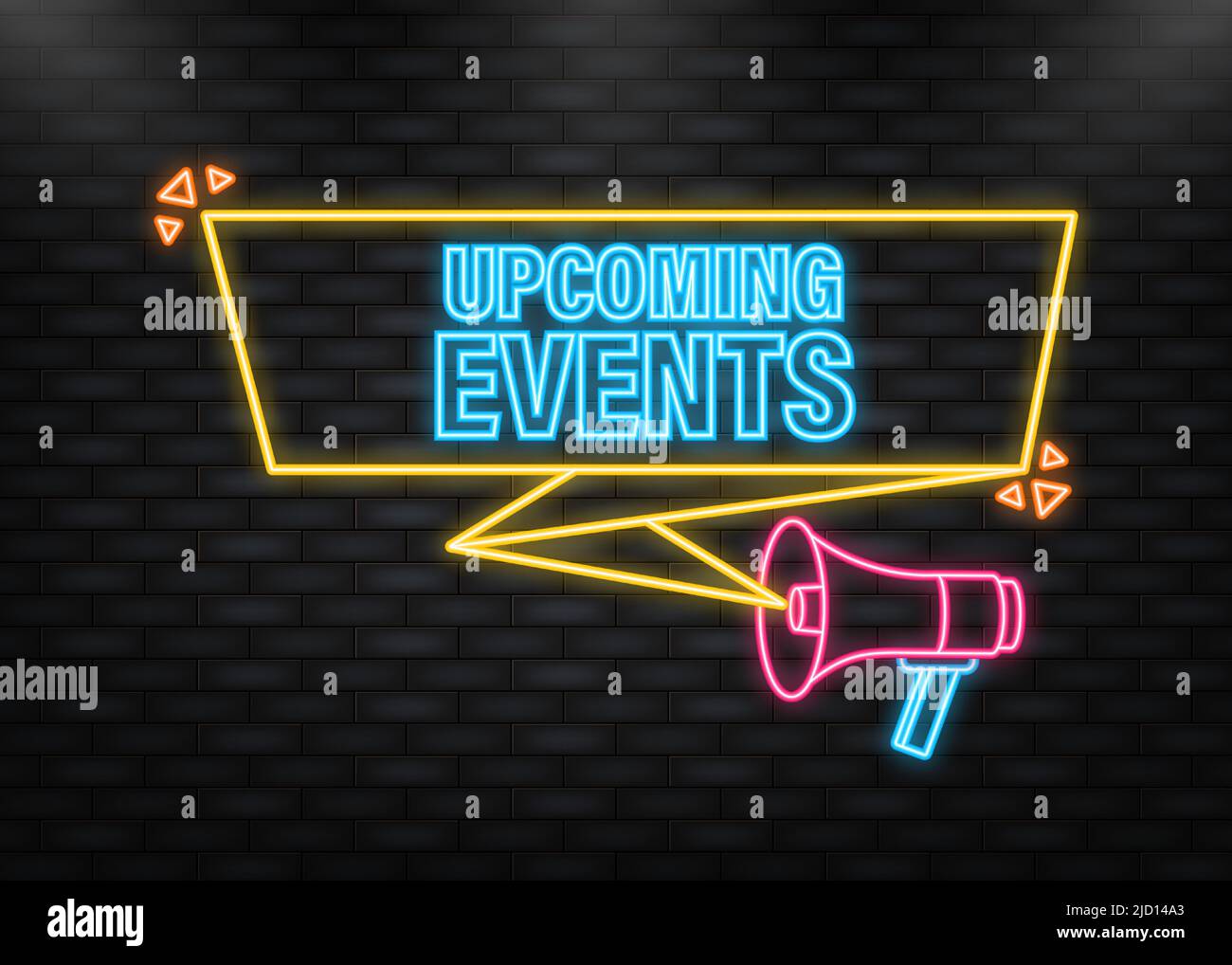 Neon Icon. Megaphone with upcoming events poster in flat style. Vector illustration Stock Vector ...