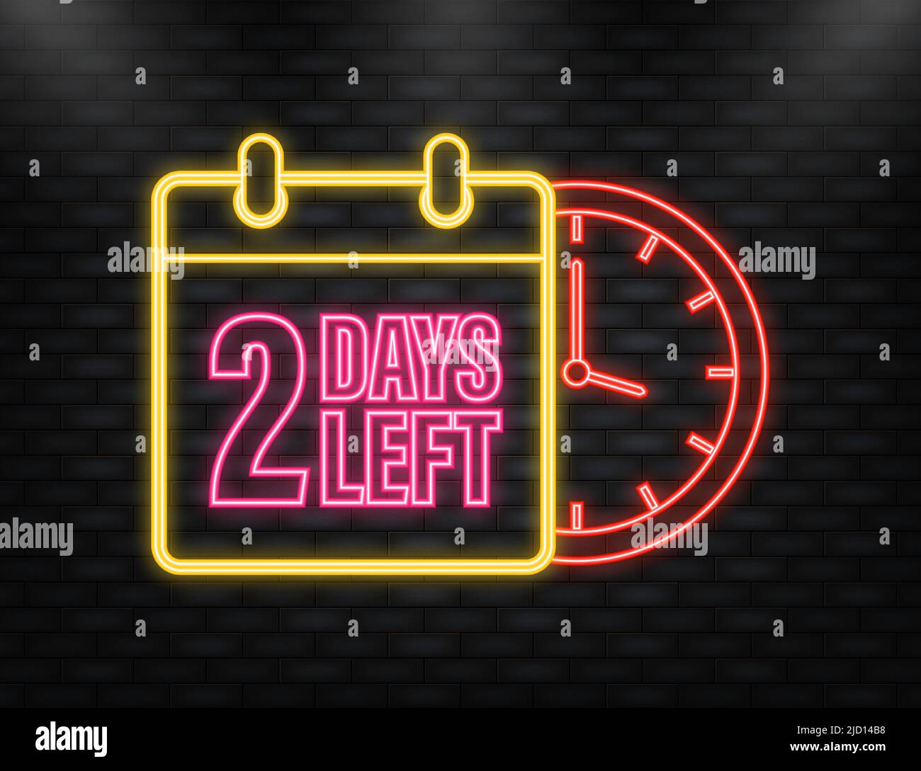 Neon Icon. 2 Days left poster in flat style. Vector illustration for ...