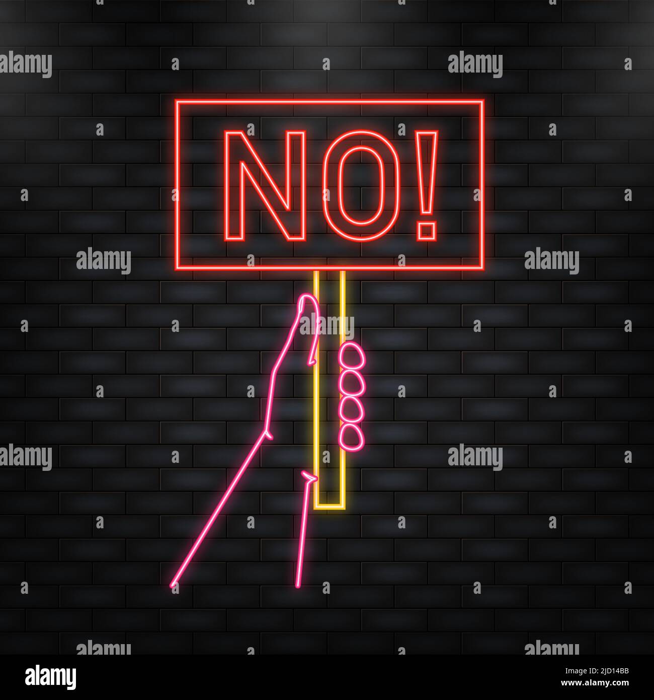 Neon Icon. No sign placard hand, great design for any purposes ...