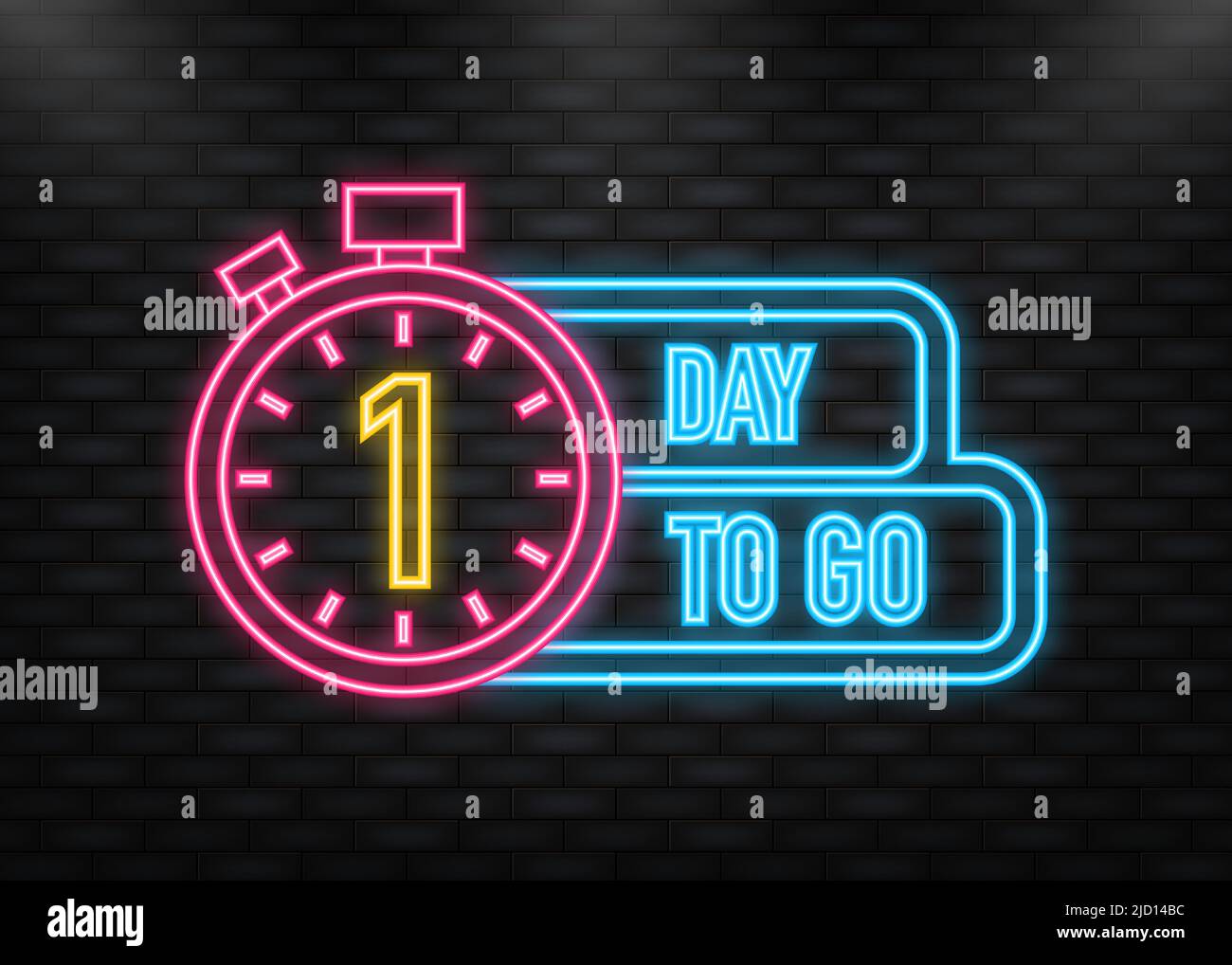 Neon Icon. 1 Day to go poster in flat style. Vector illustration for ...