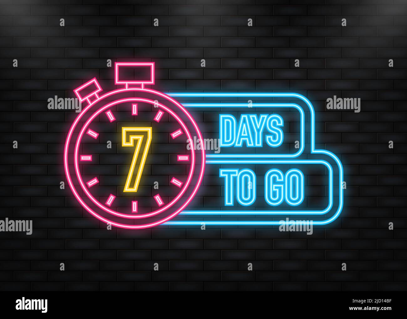 Neon Icon. 7 Days to go poster in flat style. Vector illustration for ...