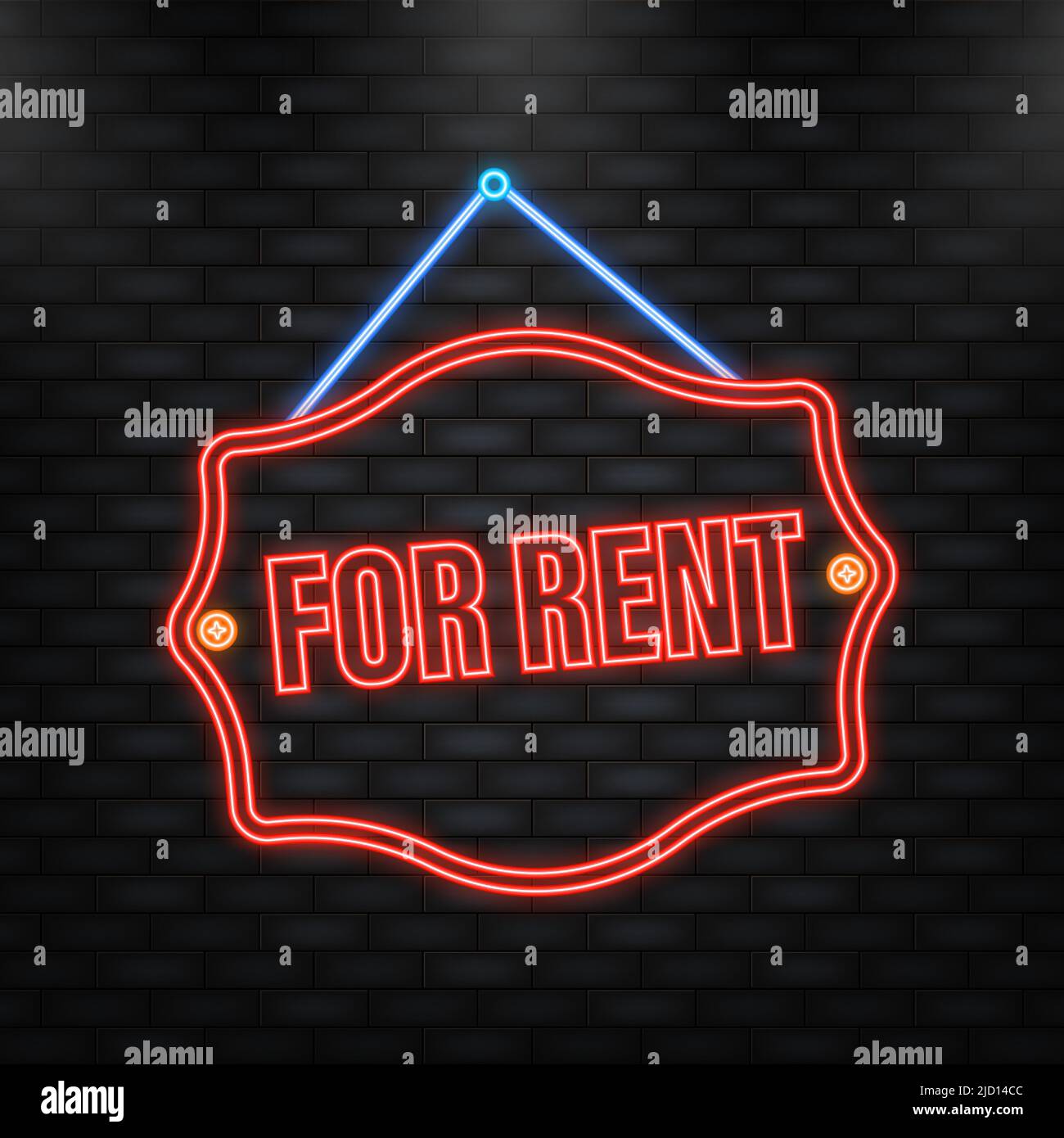Neon Icon. For rent sign. Isolated vector illustration. Vector ...