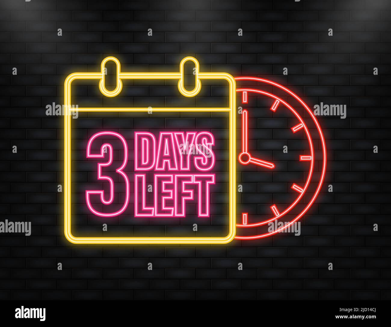 Neon Icon. 3 Days left poster in flat style. Vector illustration for ...