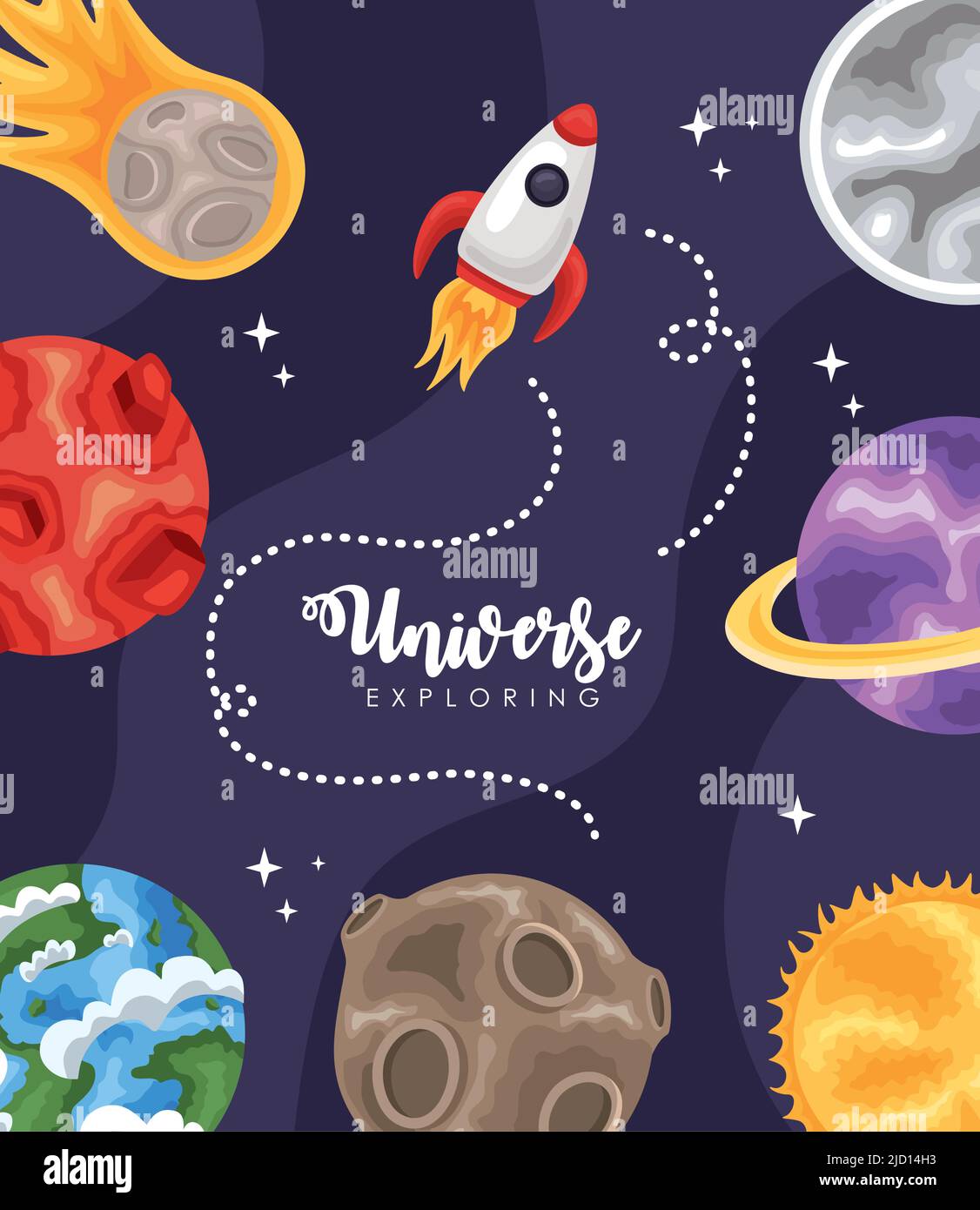 universe exploring lettering with space scene Stock Vector Image & Art ...