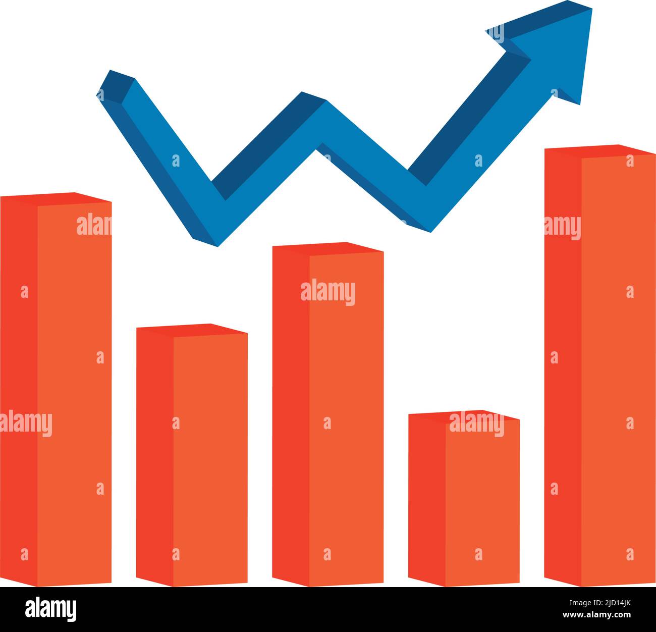 red statistics bars with arrow Stock Vector Image & Art - Alamy