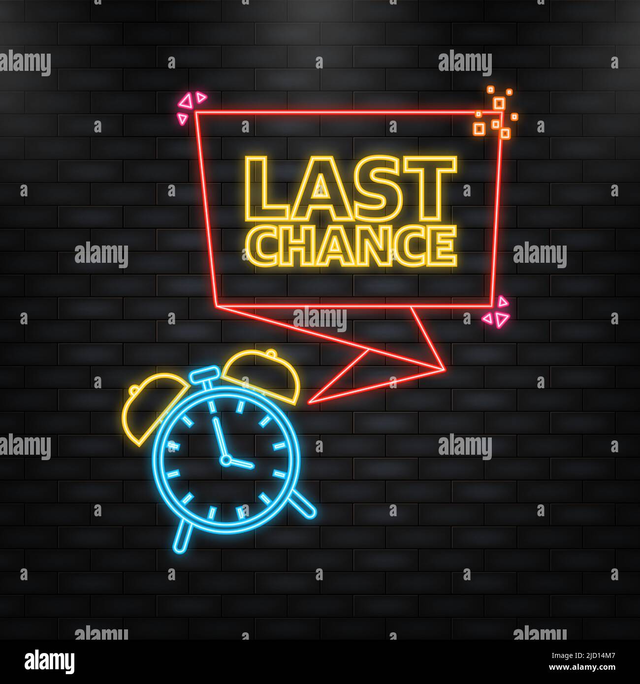 Neon Icon. Red vector banner with last chance sign and timer icon Stock ...