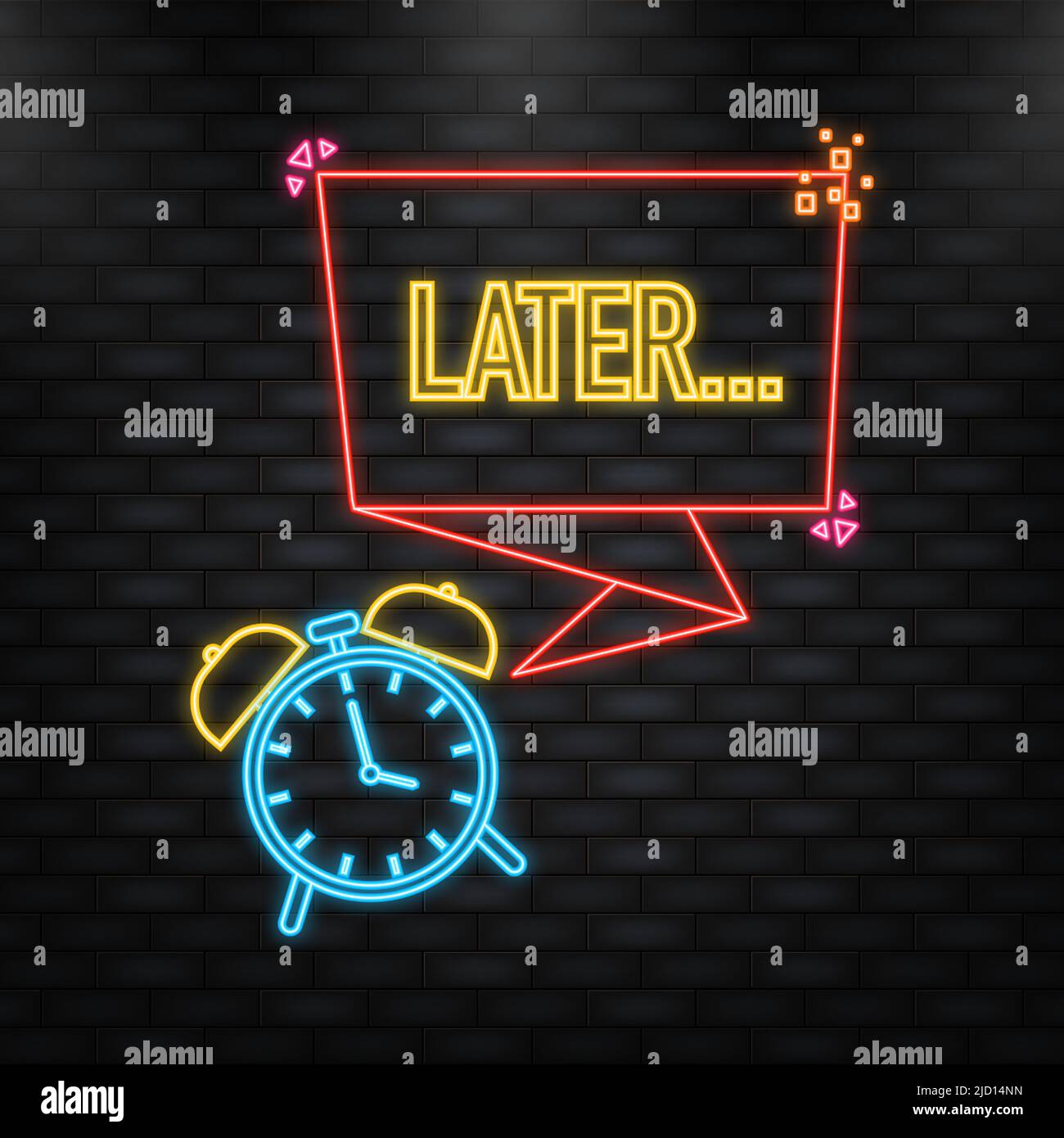 Neon Icon. Later alarm in flat style on white background. Flat cartoon ...