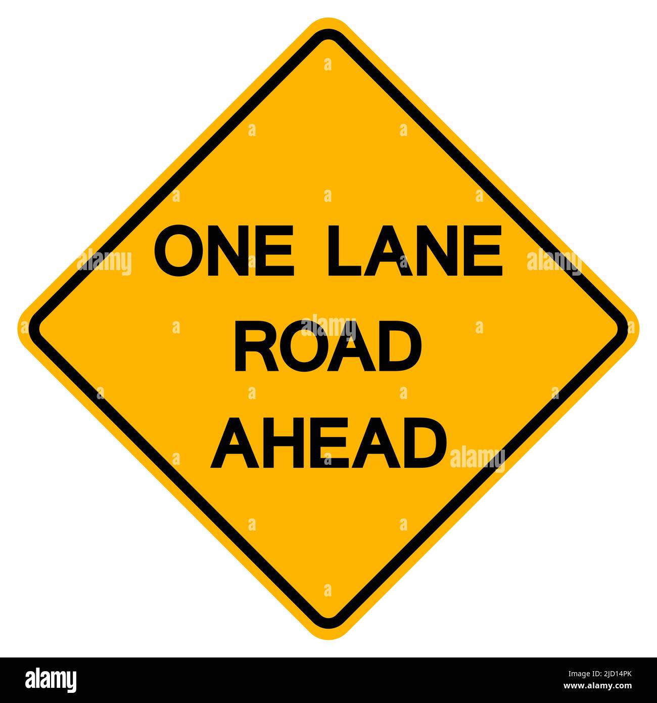 One Lane Road Ahead Traffic Road Symbol Sign Isolate on White ...