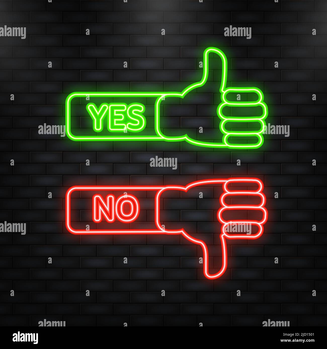 Neon Icon. Yes or no doodle green and red illustration on white ...