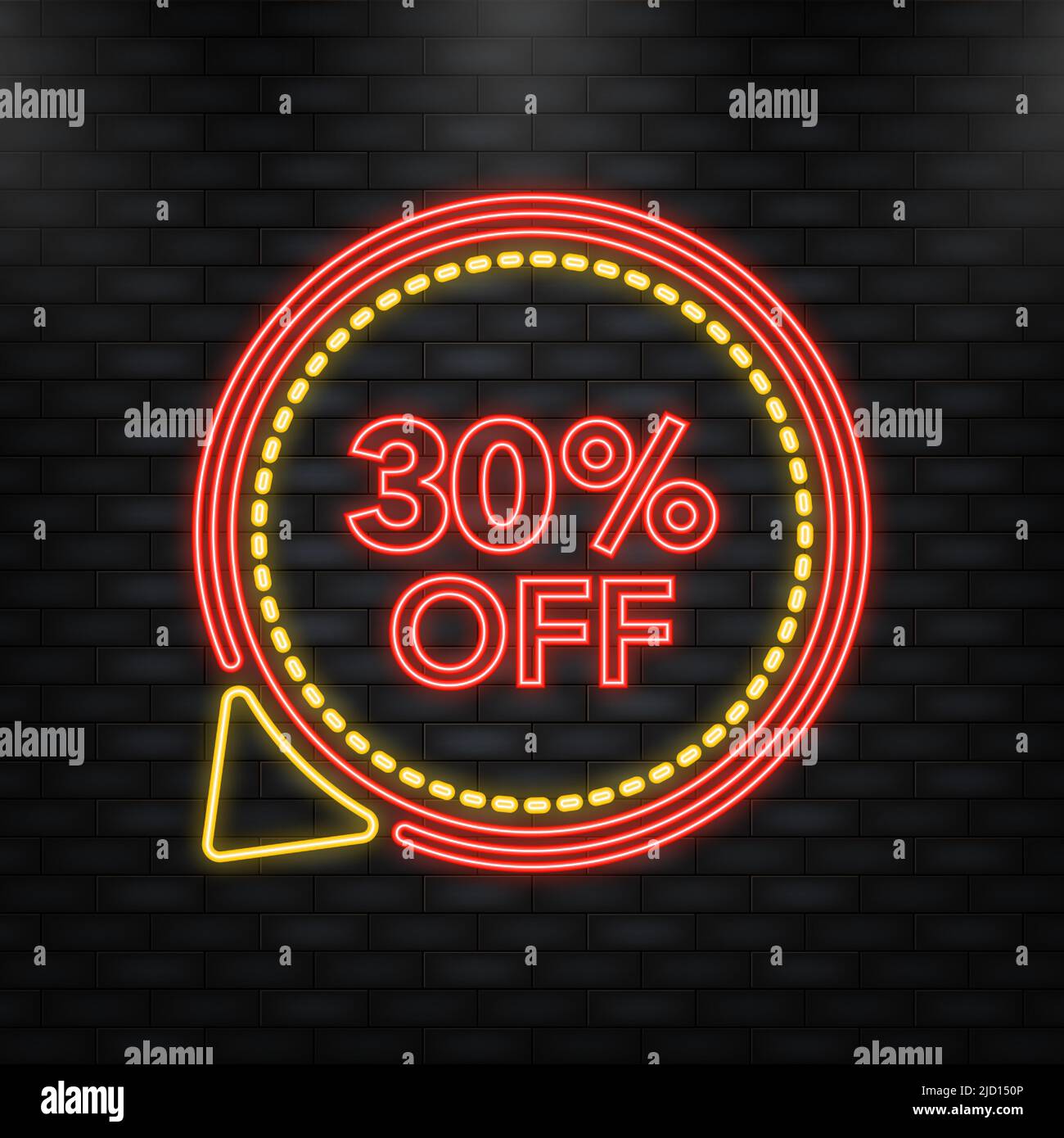 Neon Icon. Trendy flat advertising with 30 percent discount flat badge ...