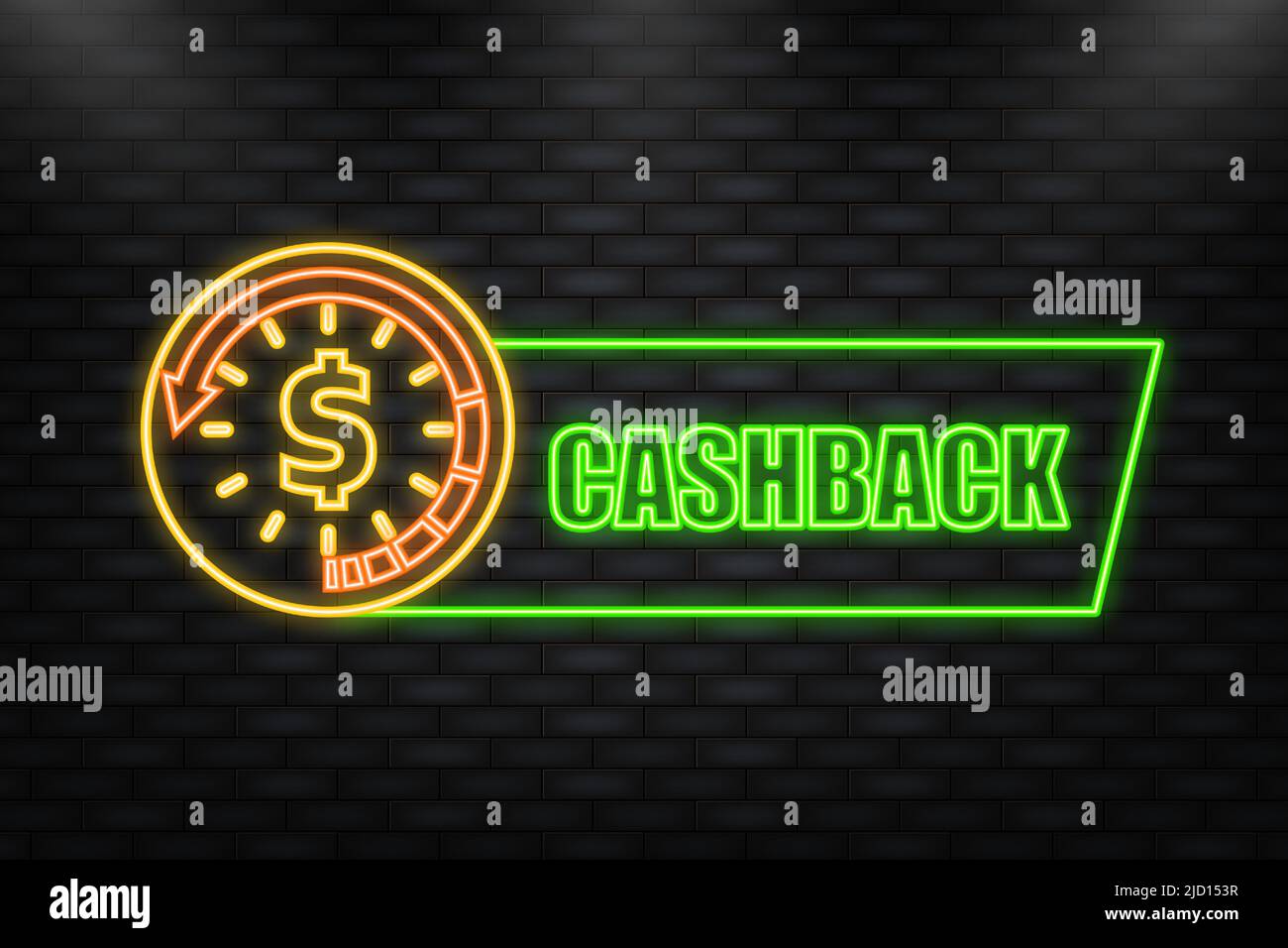 Neon Icon. Cashback concept logo. Cash back green banner on white ...