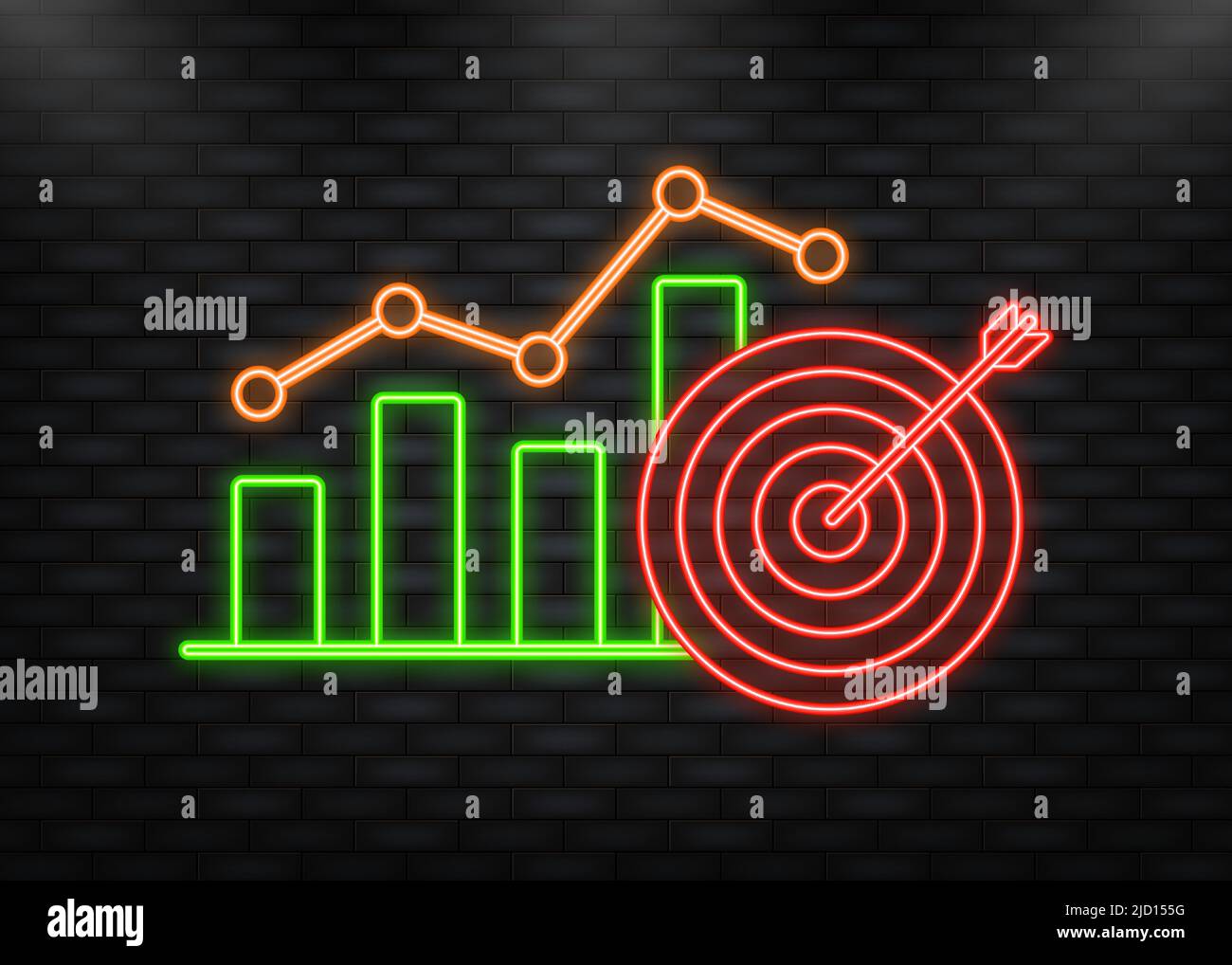 3d target neon raise for concept design. Vector illustration ...