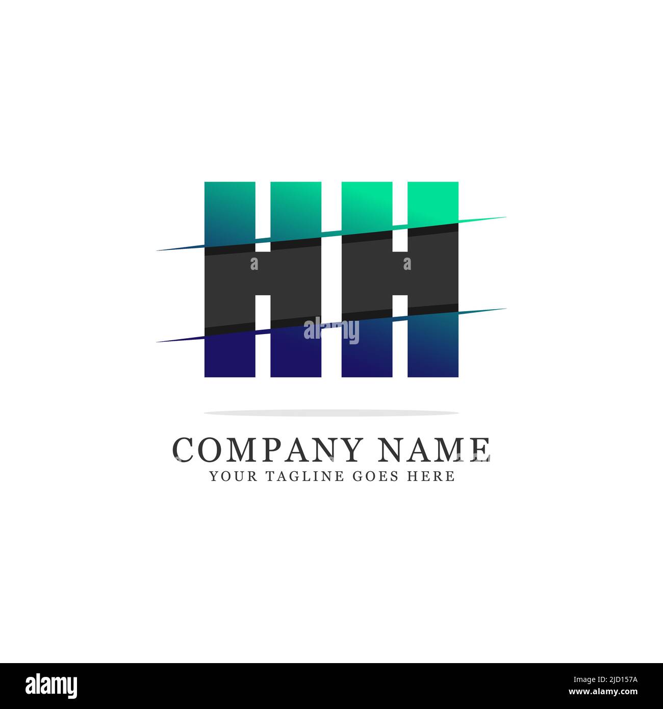 initial name HH logo design with gradient color, slice letter name HH ...