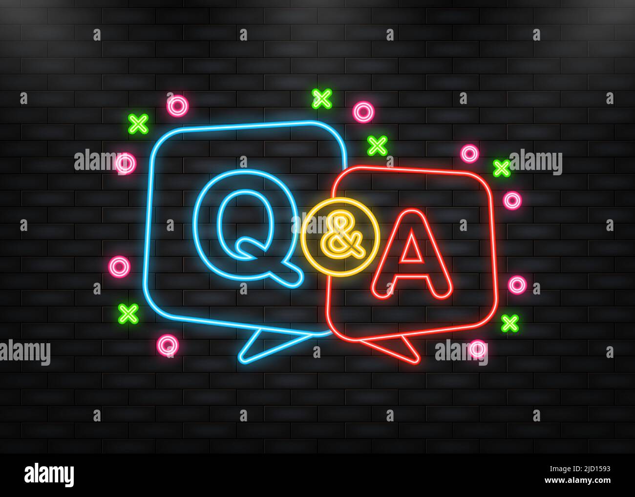 Question and Answer Bubble Chat neon icon. Vector illustration Stock ...