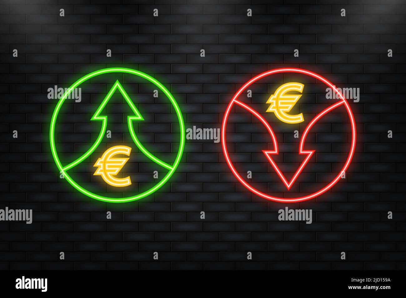 Neon Icon. Up and down arrows. Red and Green icons. Illustration ...