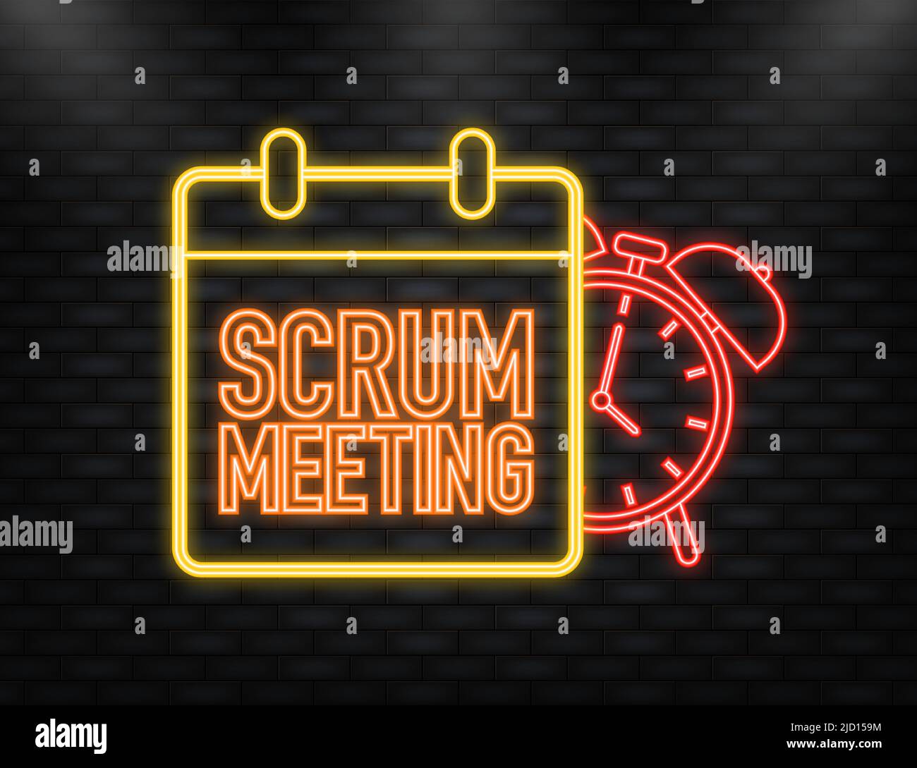 Neon Icon. Flat icon with scrum meeting. Project development ...