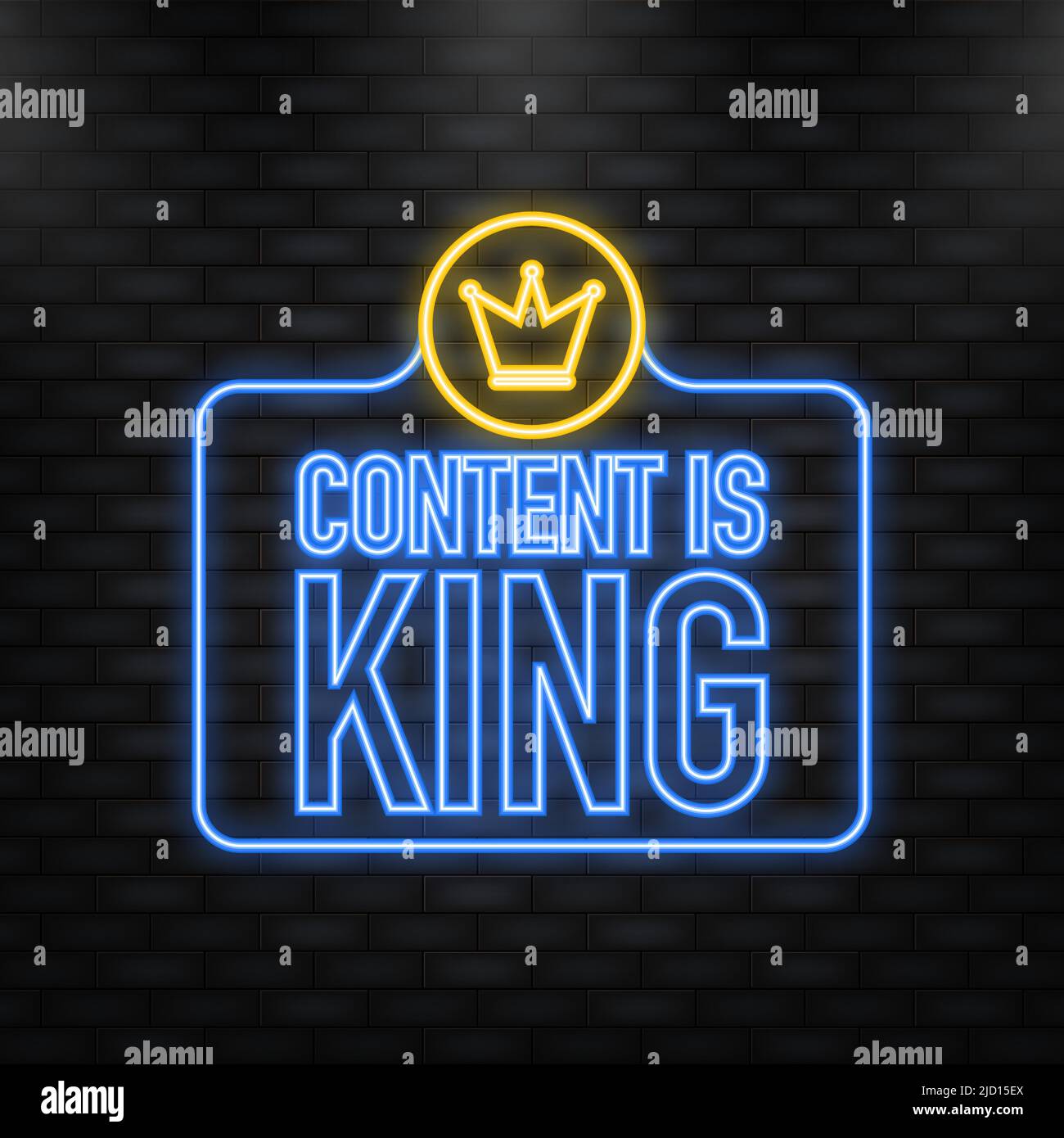 Neon Icon. Content is king, flat icon, badge on white background ...