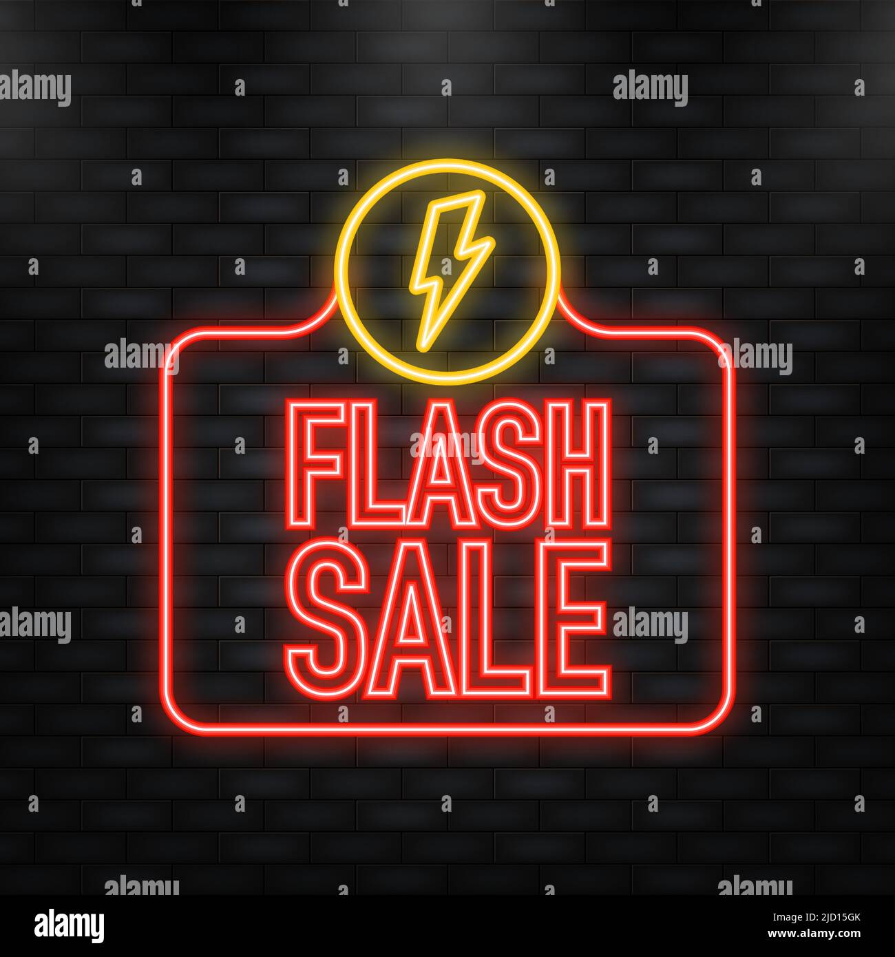 Neon Icon. Flash sale banner. Flat vector illustration. Logo label ...