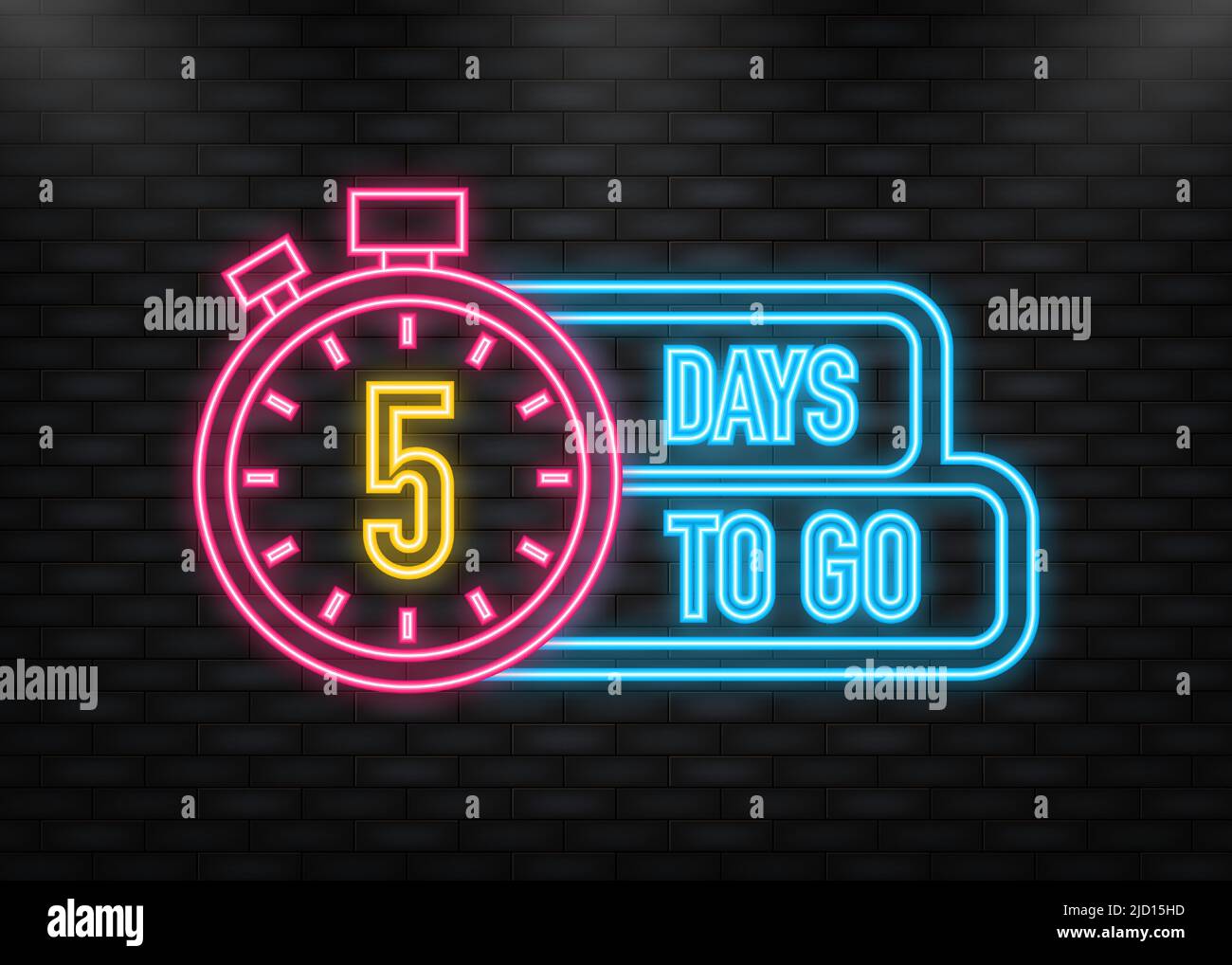 Neon Icon. 5 Days to go poster in flat style. Vector illustration for ...