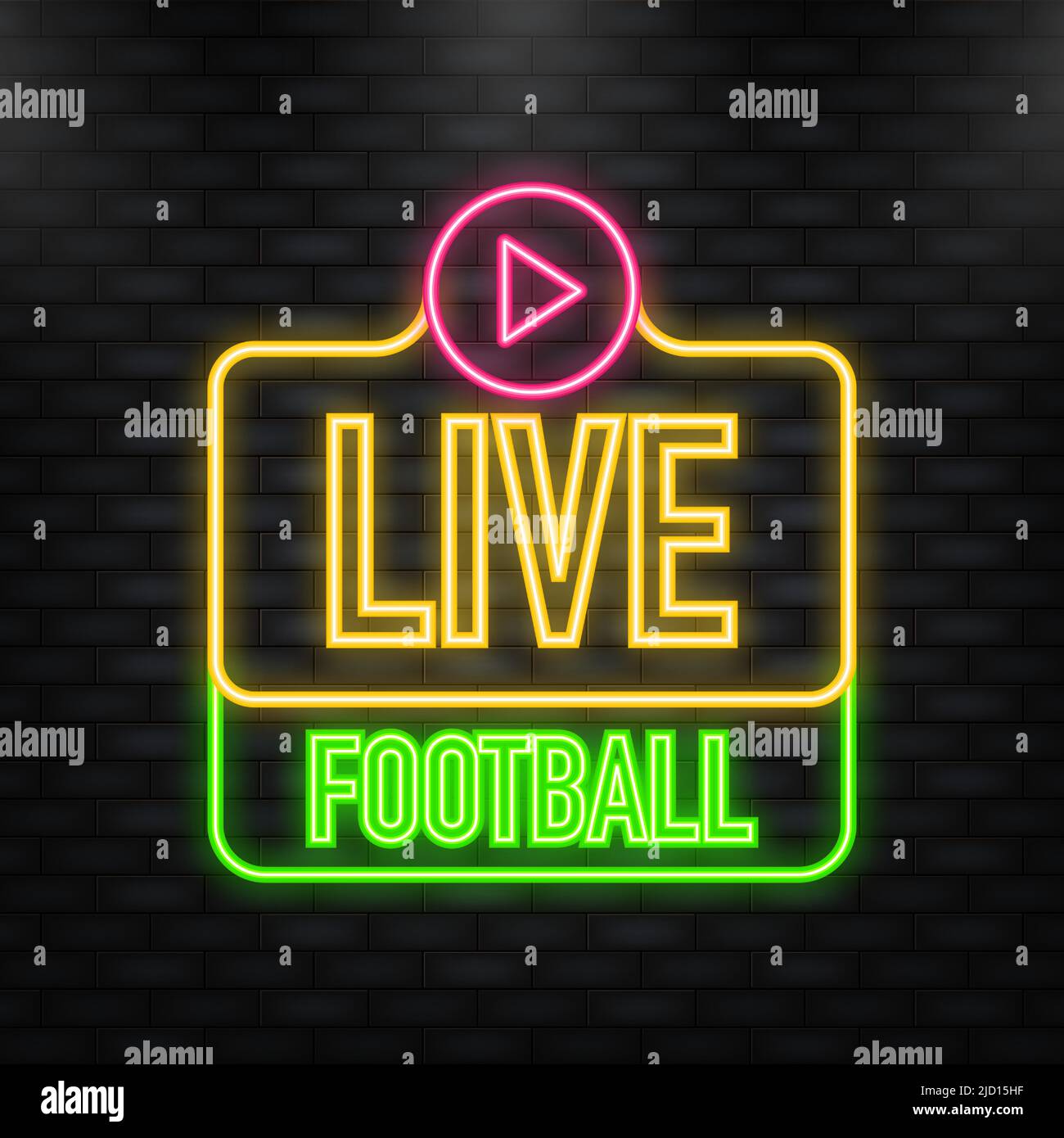Neon Icon. Live Football streaming Icon, Badge, Button for broadcasting ...