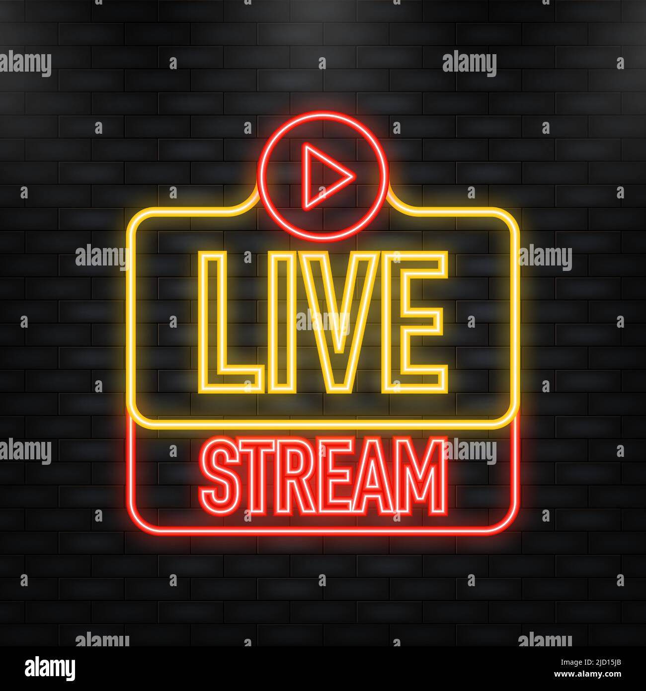 Neon Icon. Live streaming logo - red vector design element with play ...