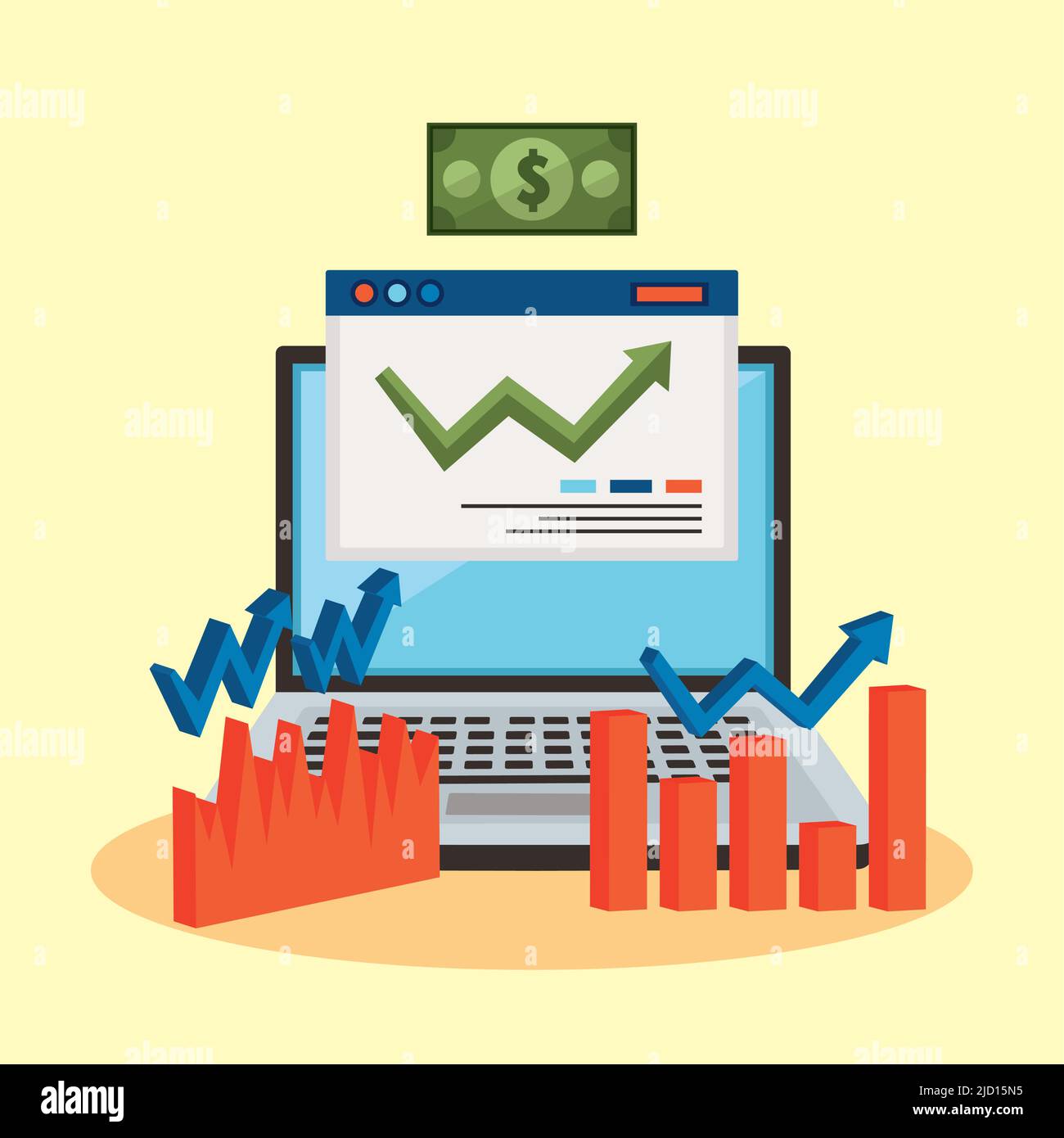 stock market infographic with laptop Stock Vector Image & Art - Alamy