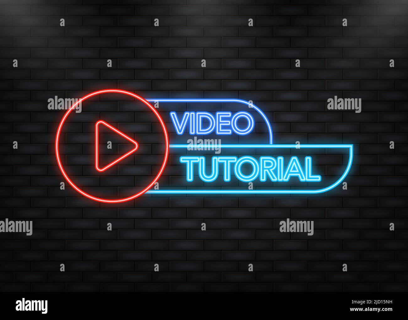 Neon Icon. Video tutorial icon on white background. Video tutorial ...