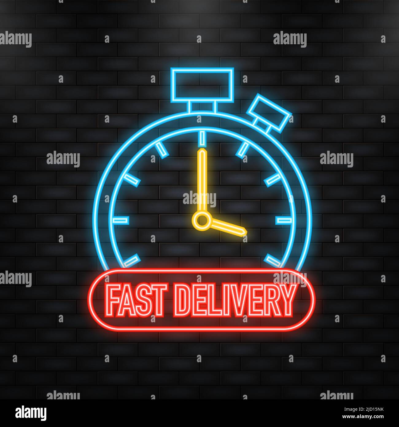 Neon Icon. Fast delivery service badge. Fast time delivery order with ...
