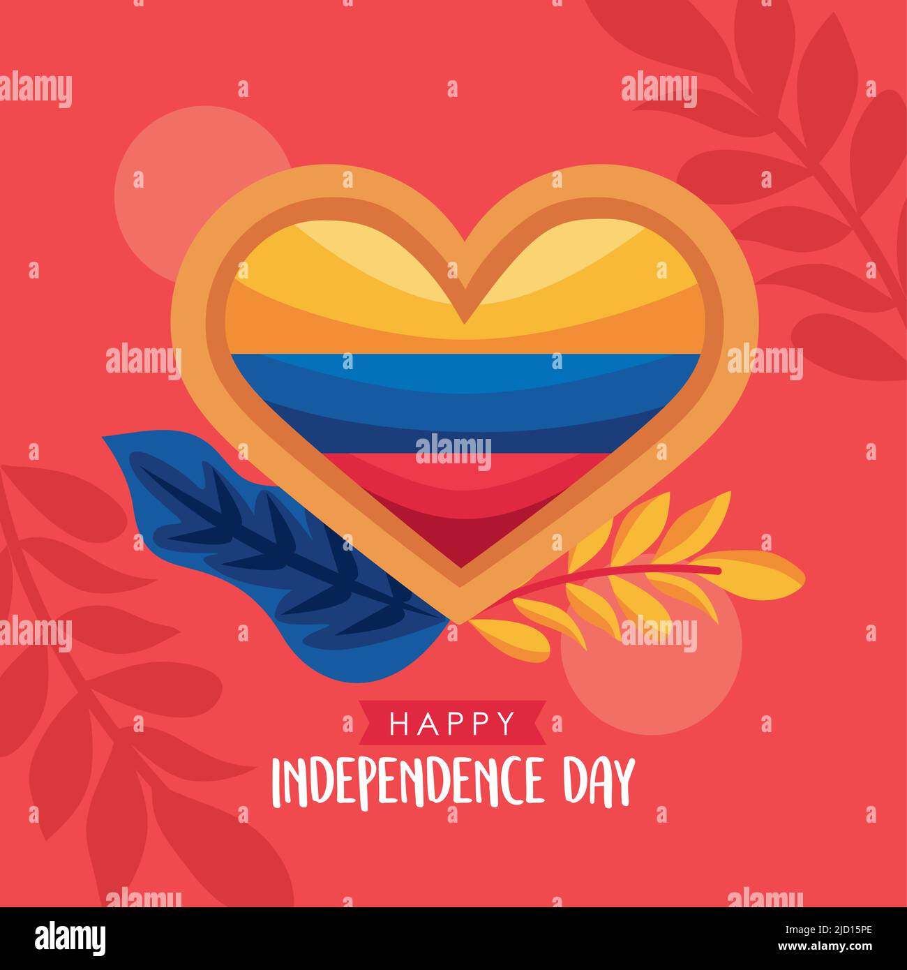 colombia independence day lettering template with flag Stock Vector ...