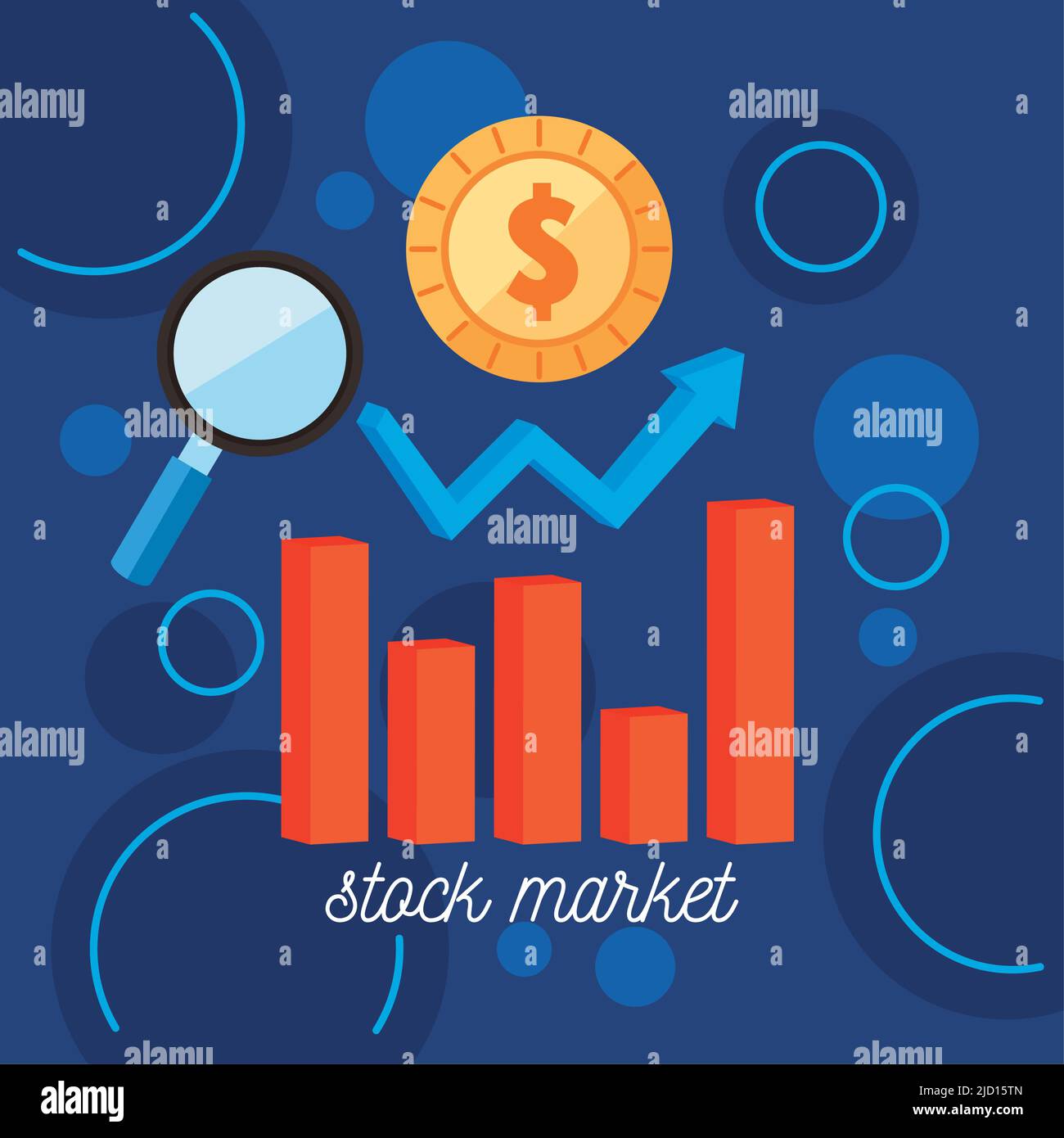 stock market lettering with bars icons Stock Vector Image & Art - Alamy