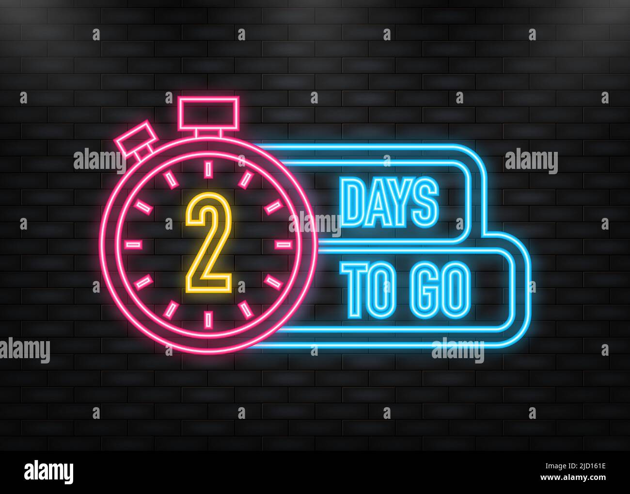 Neon Icon. 2 Days to go poster in flat style. Vector illustration for ...